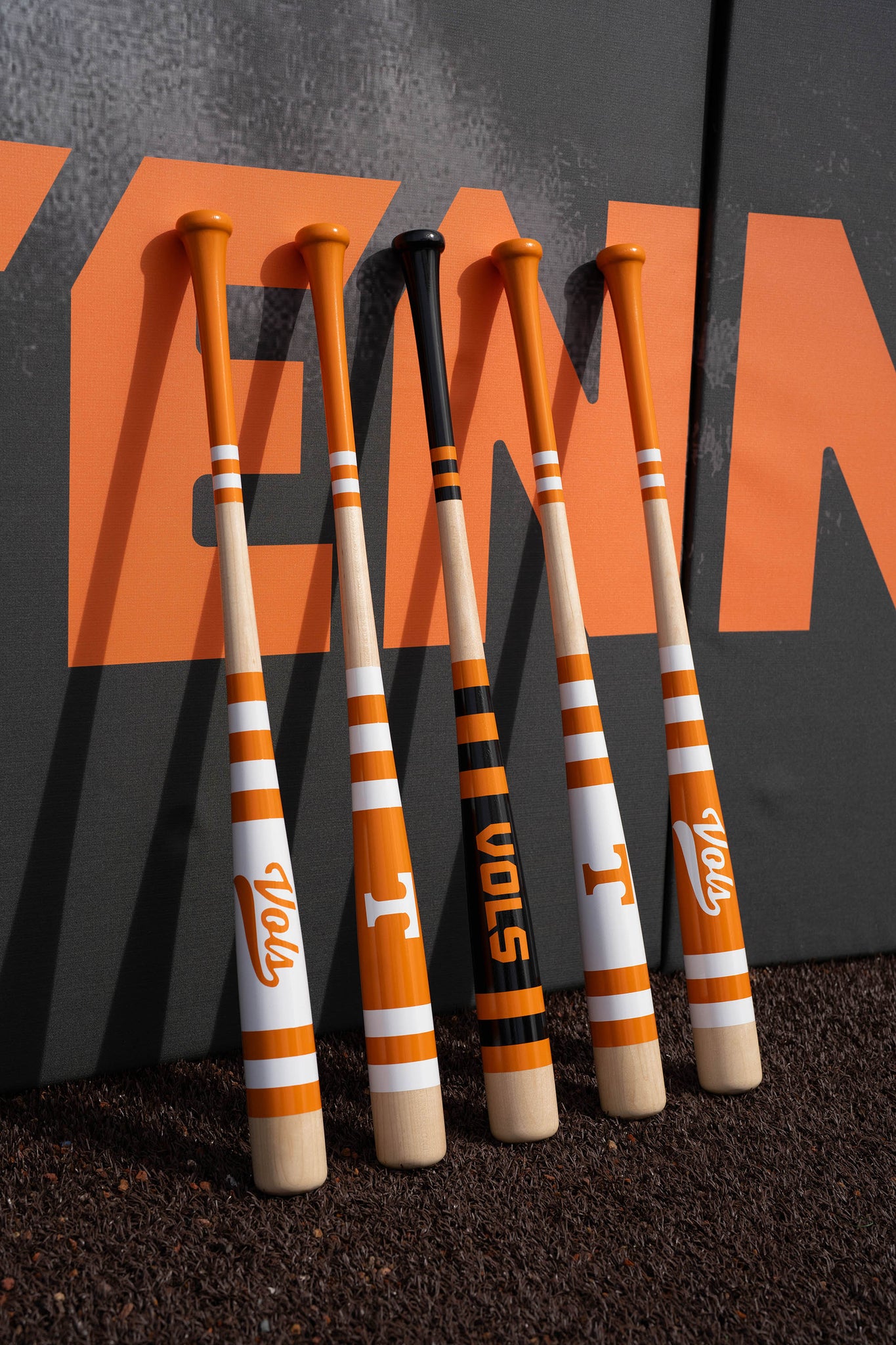 Mitchell Bat Co. striped baseball bats, hand-painted baseball bats